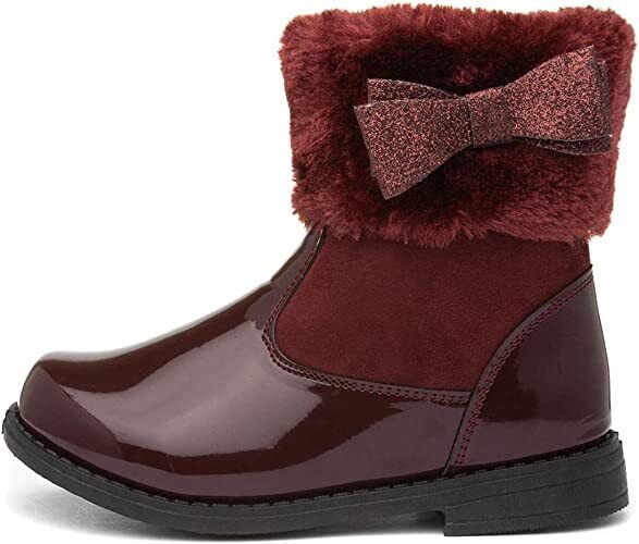 Chatterbox Jane Girls Winter Boots Faux Fur Sparkly Bow Trim Burgundy ...
