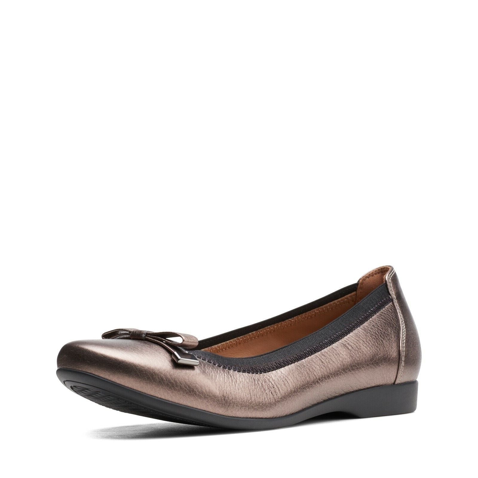 Clarks Unstructured Un Darcey Bow D Fit Leather Slip On Ballerina Pump ...
