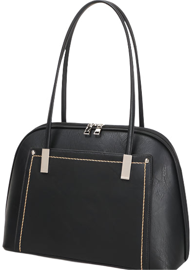 Long & Son Ladies Large Bowling Bag Style Zip Around Handbag With Doub ...