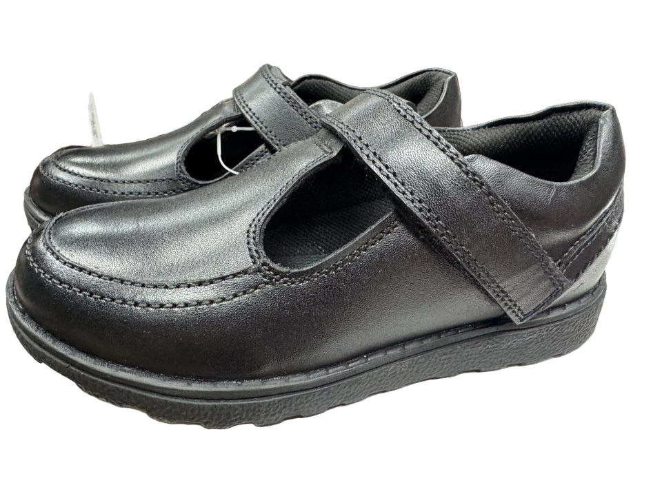 Chatterbox Harriet Girls Black Leather T Bar School Shoes With Touch F ...