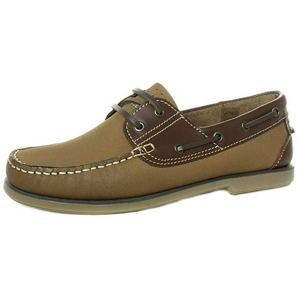 Dek Brown Suede/ Leather Combination Lace Up Boat Shoes With Contrast ...