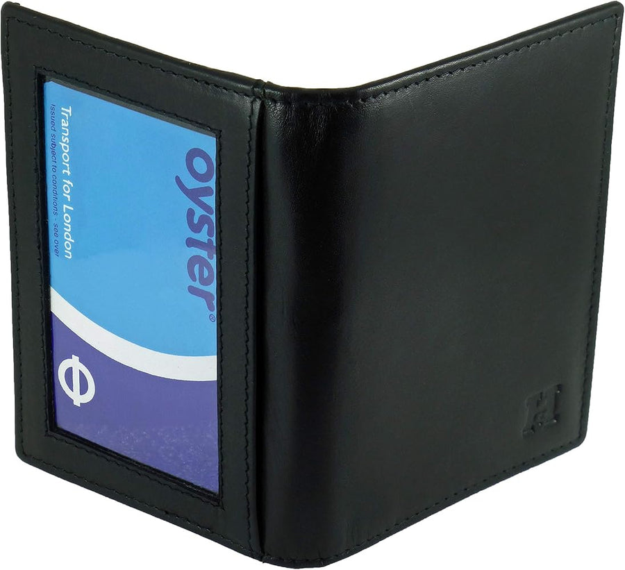 Forest Unisex Black Leather Travel Card Bus Pass Holder With Windows ...