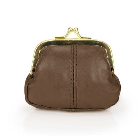 Forest Ladies Mini Tan Brown Leather Change Purse With Gold Colour Cli ...